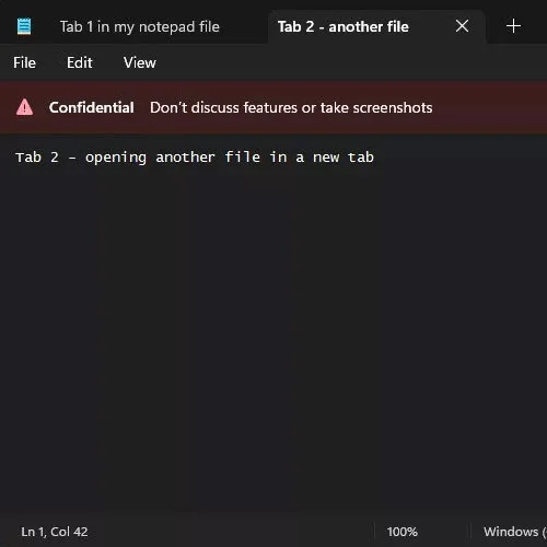 Microsoft сегодня продемонстрировала вкладки для Notepad