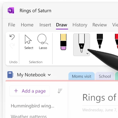 OneNote для рисования и письма использует новые жесты